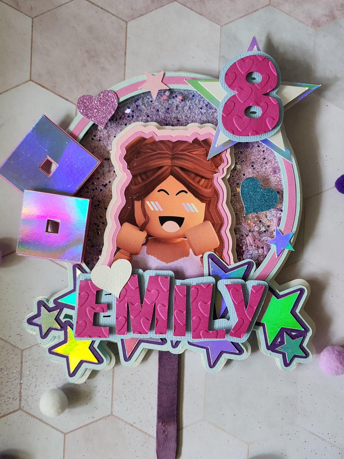 Party Decoration - Cake Topper - Roblox Theme - Roblox Girl – Whimsical ...